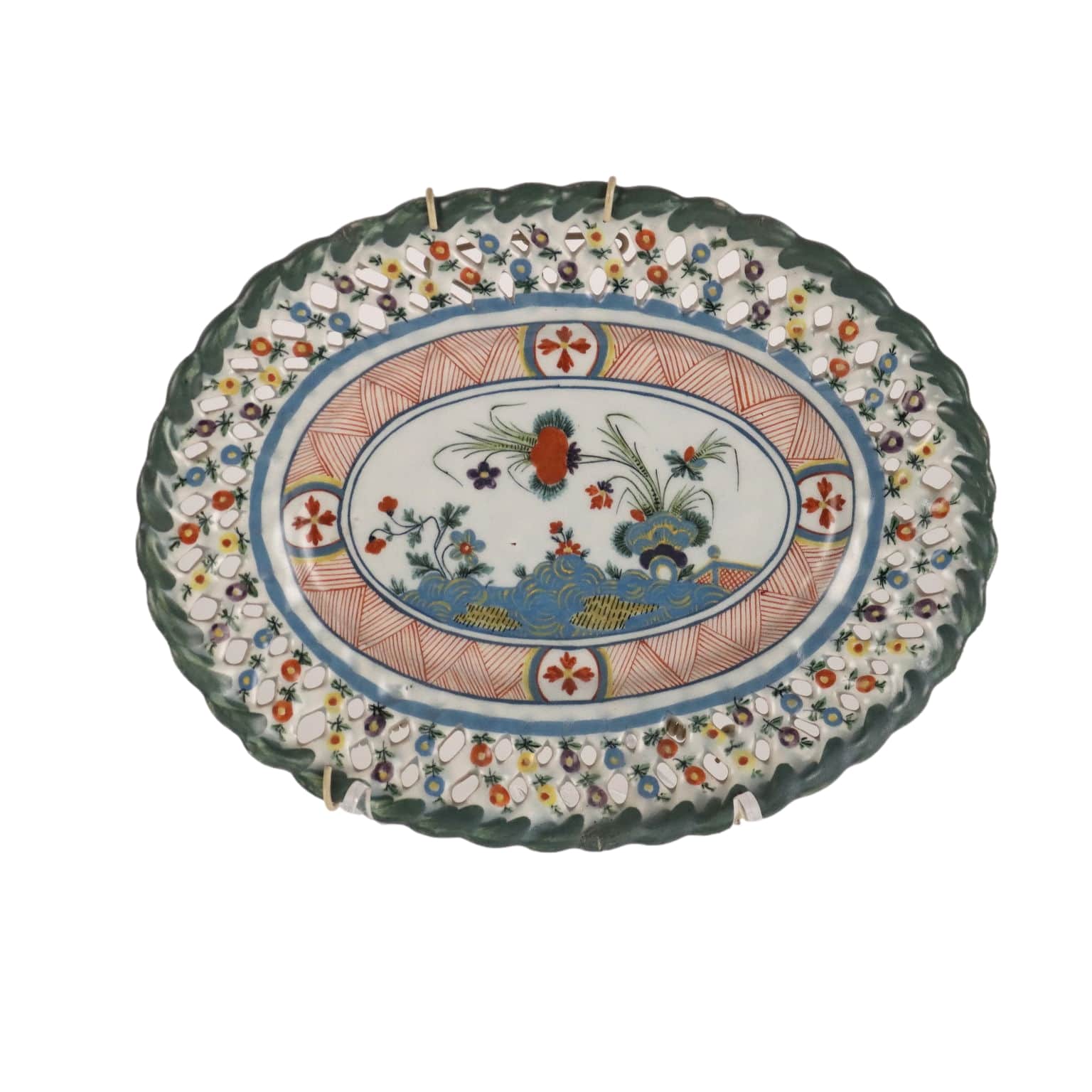 Piatto Vintage Italia Fine '800 Maiolica di Faenza Tesa Traforata con Decori