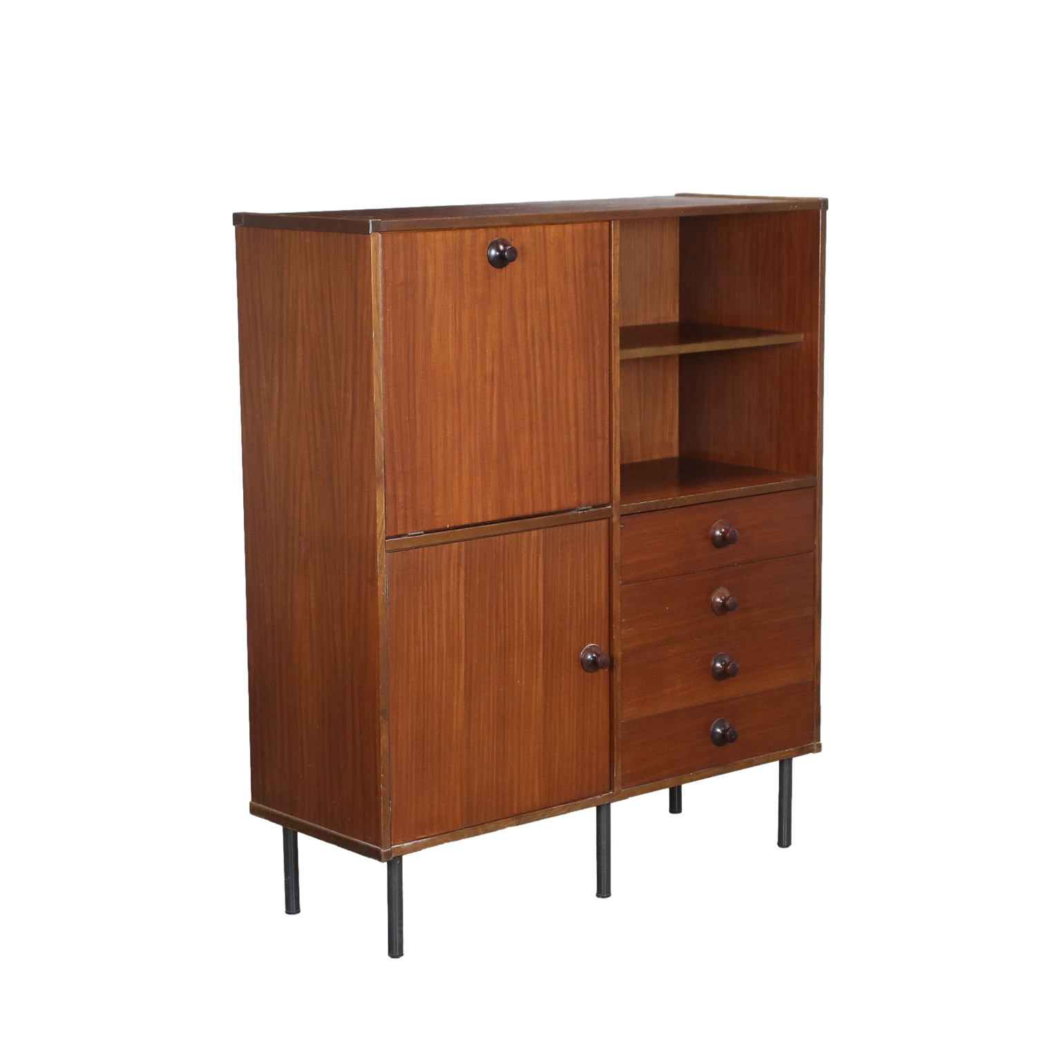 Highboard Impiallacciato Mogano Metallo - Design Anni 60 Italia 🇮🇹